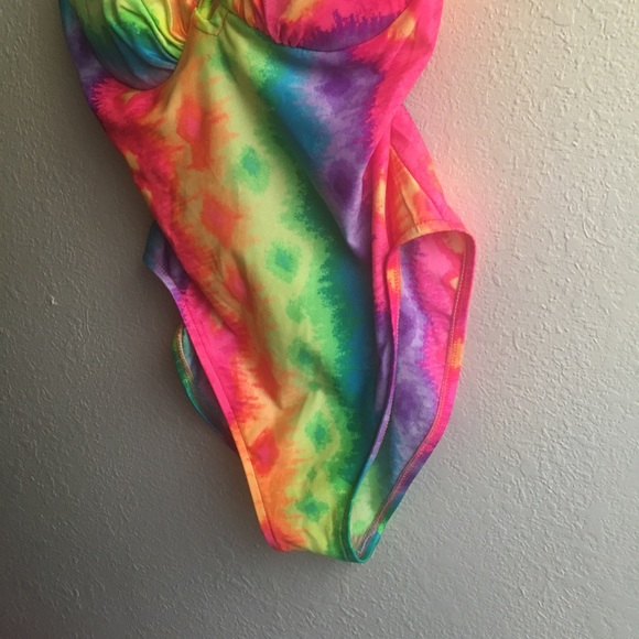 Swim | Vintage Rainbow Neon Swim Suit | Poshmark